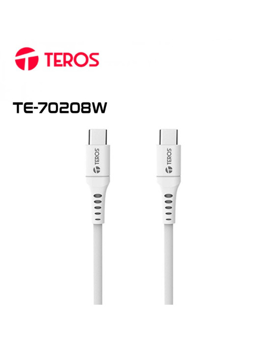 Cable USB Teros TE-70208W Tipo C - Tipo C White